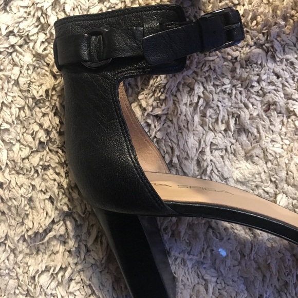 Via Spiga | Shoes | Via Spiga Black Leather Heel Shoes Size | Poshmark